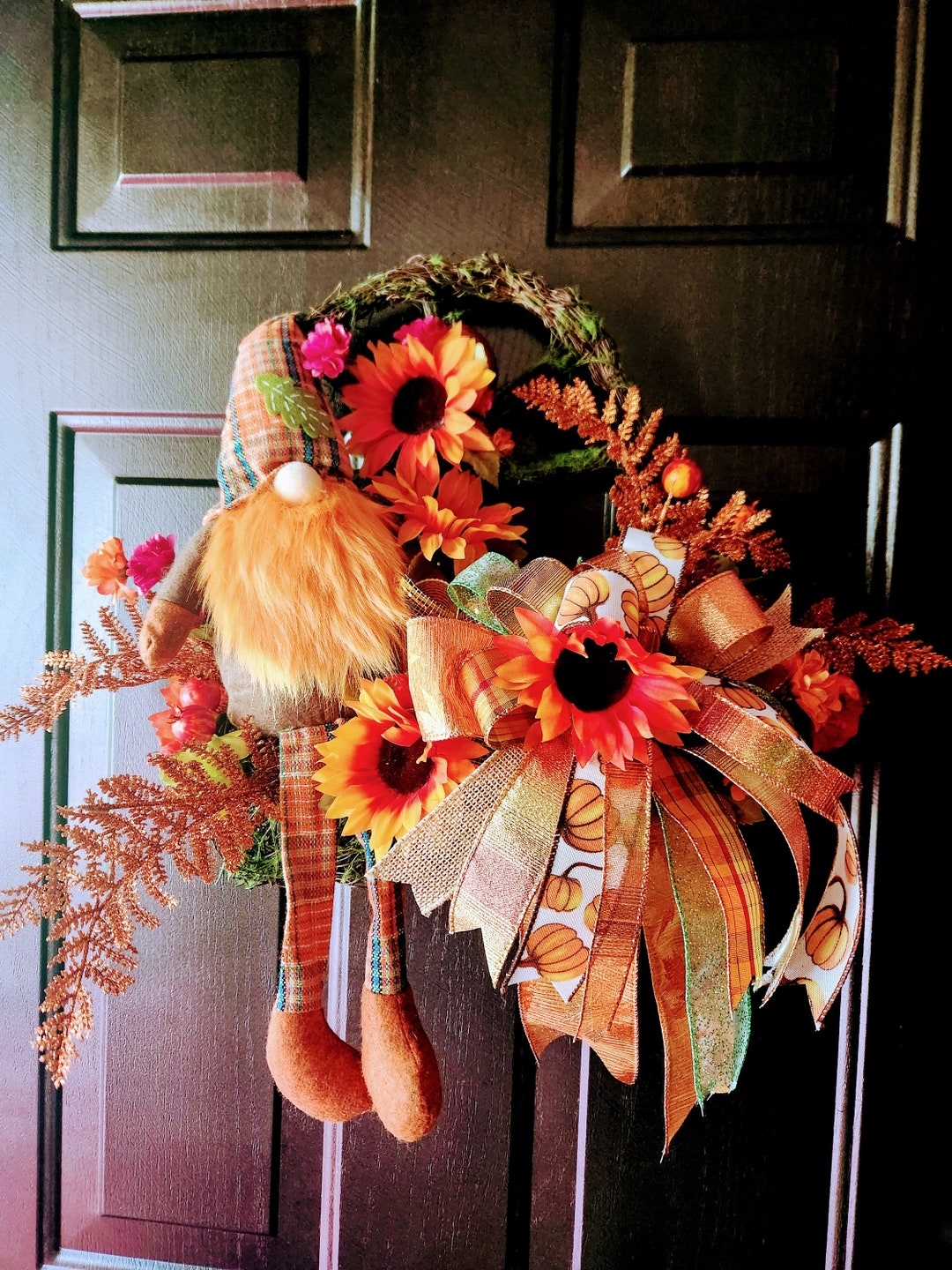 Autumn Door Hanger, Door Decor, Gnome Door Decor, Holiday Decor, Fall ...