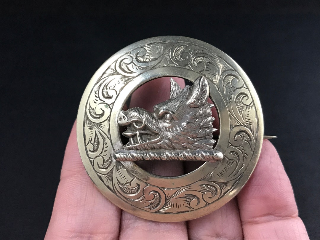 Large Antique Victorian Scottish Kilt Pin Brooch With Wild Boar ...