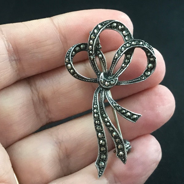 Marcasite Bow Brooch - Etsy