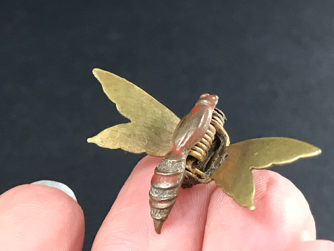 Antique Victorian or Edwardian Brass Bug Bird Hair Clip or Veil Clip ...