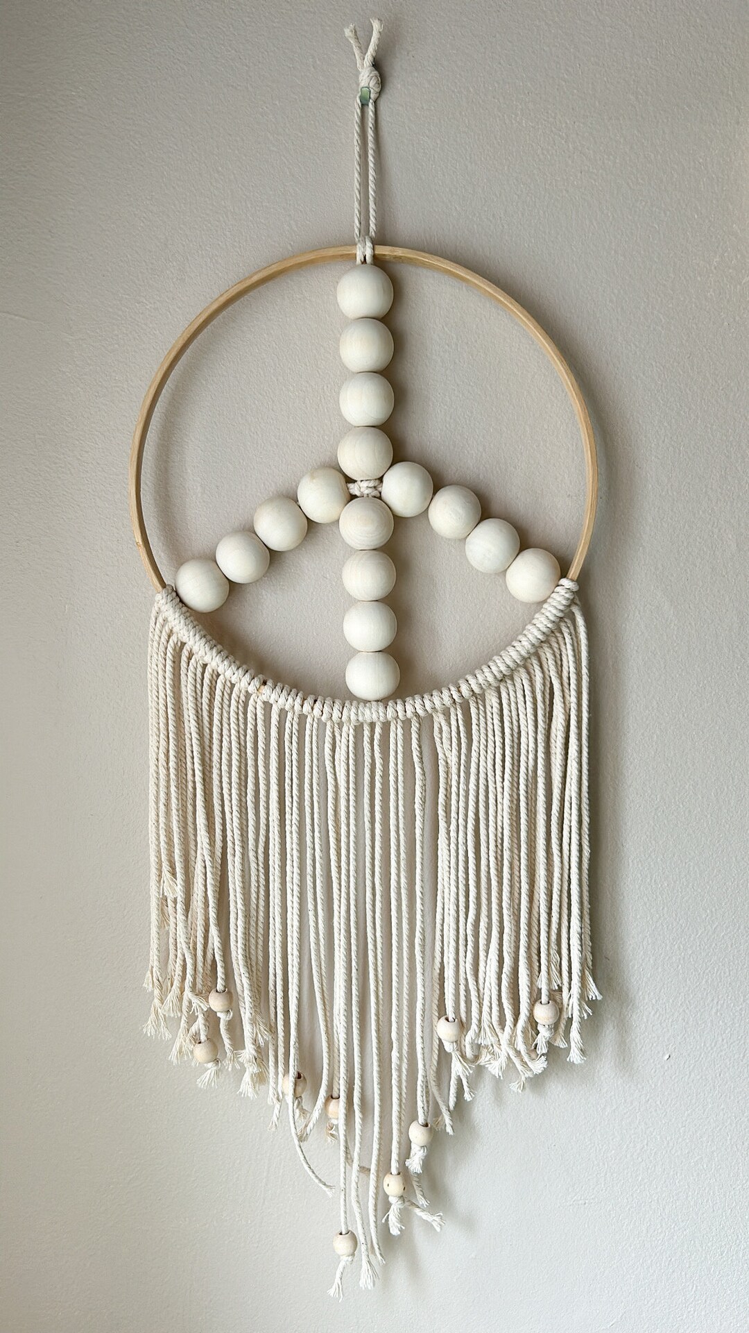 Macrame Peace Sign Wall Hanging, Wood Peace Sign Door Hanger, Boho Wall ...