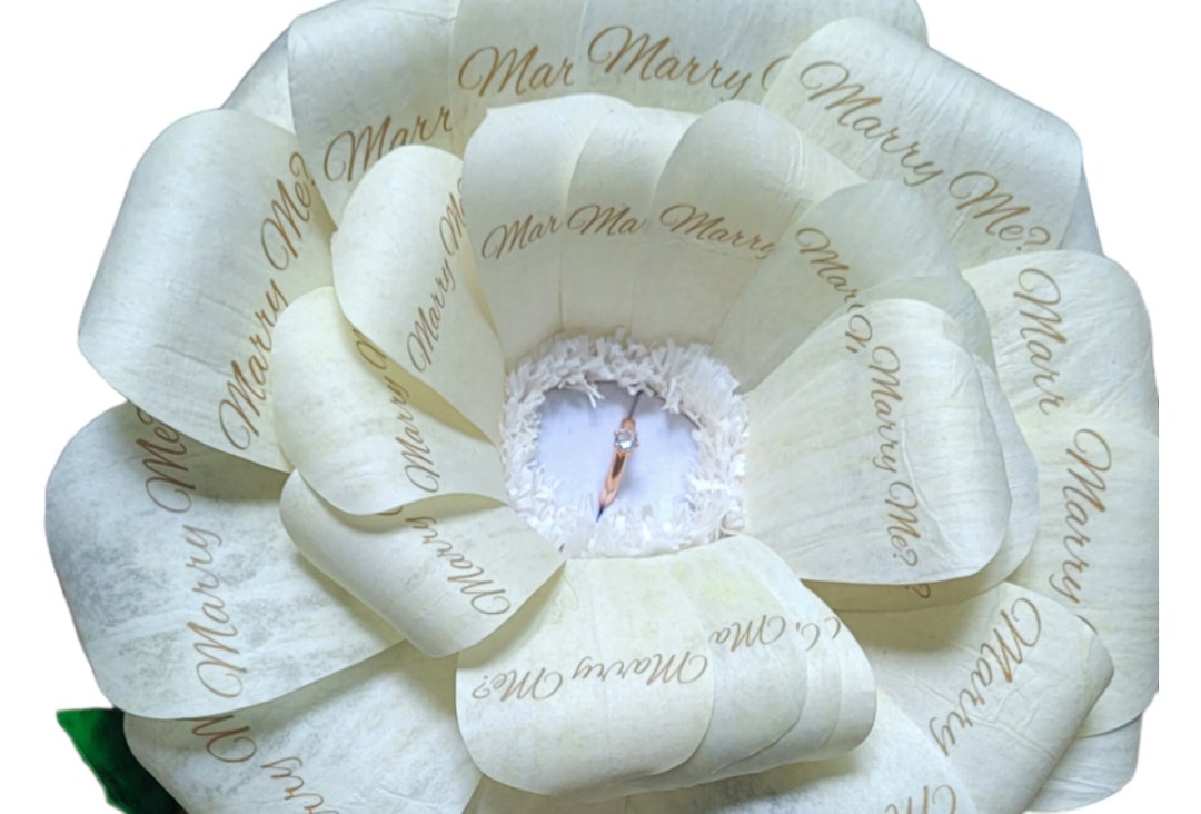 Marry Me Rose Ring Box: White Paper Flower Proposal, Bachelorette Decor ...