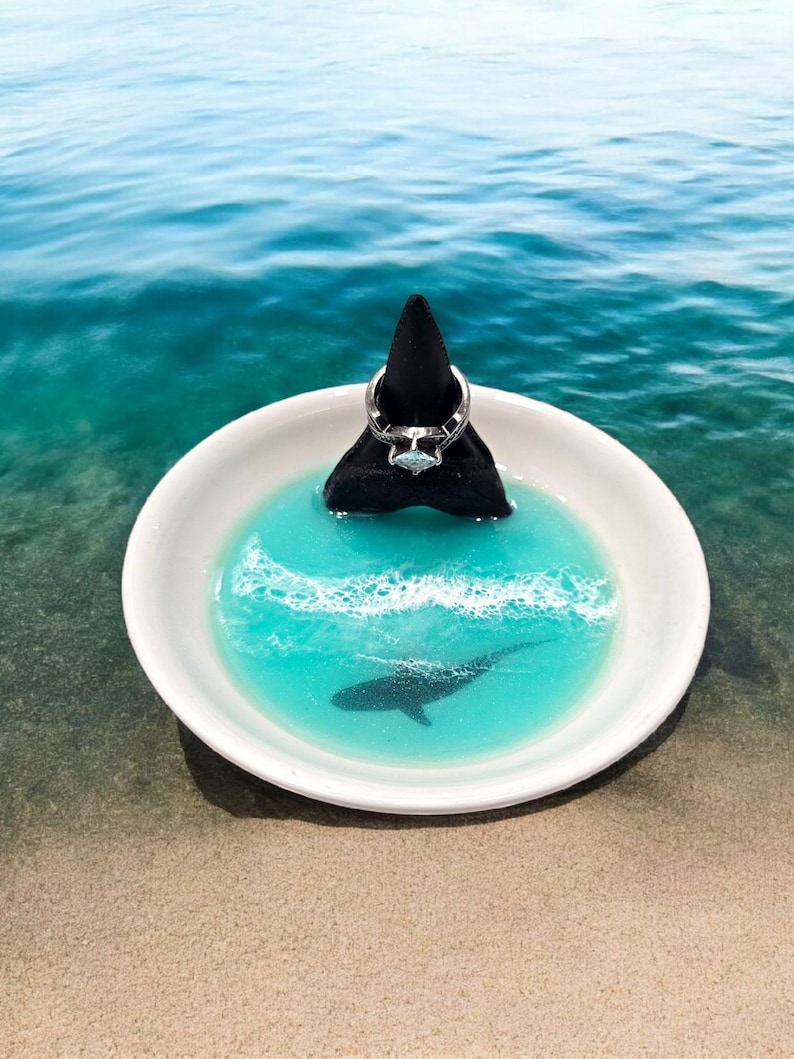 Shark Tooth Ocean Resin Ring Dish - Etsy