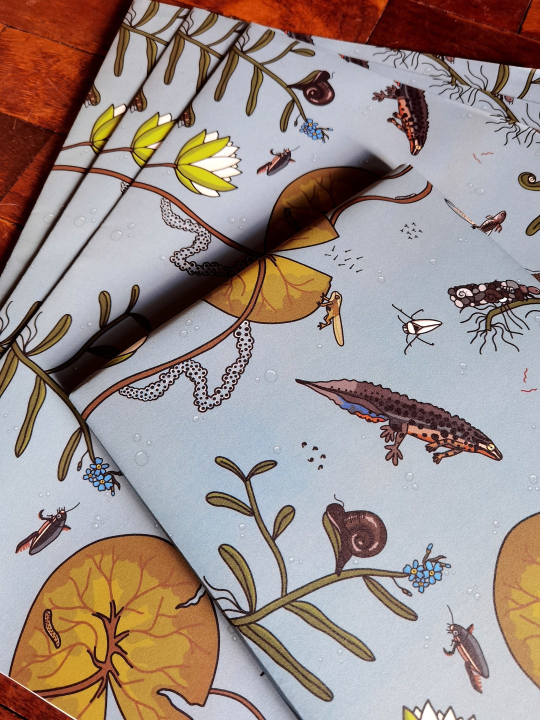 One Sheet of 'wildlife Pond' Posh Wrapping Paper. Fundraiser - Etsy
