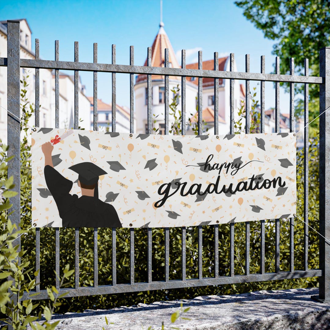 Happy Graduation Vinyl Banner, Graduation Party Décor, Graduation Sign ...