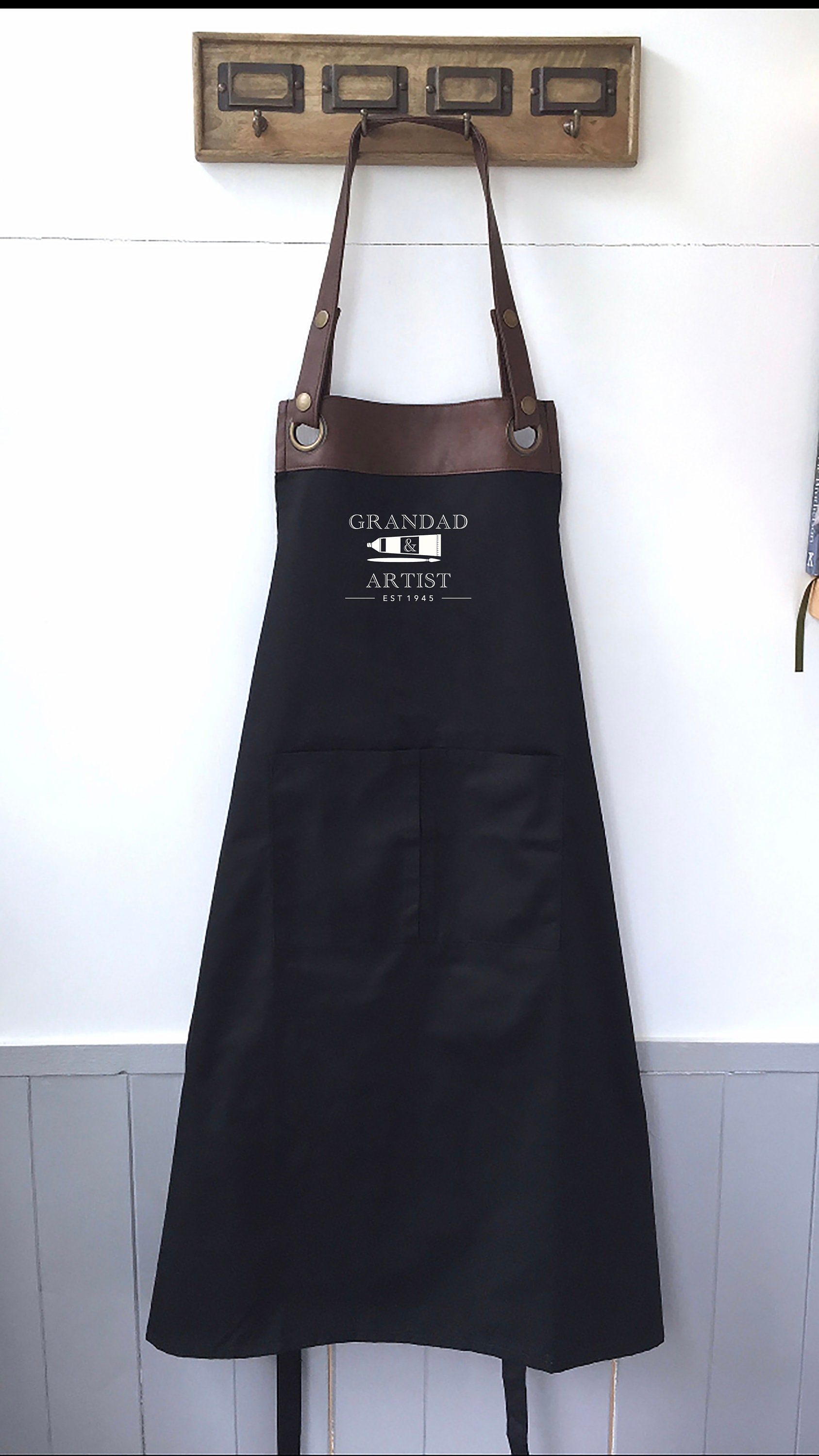 Premium Faux Leather Trim Artist Apron With Pockets | Etsy UK