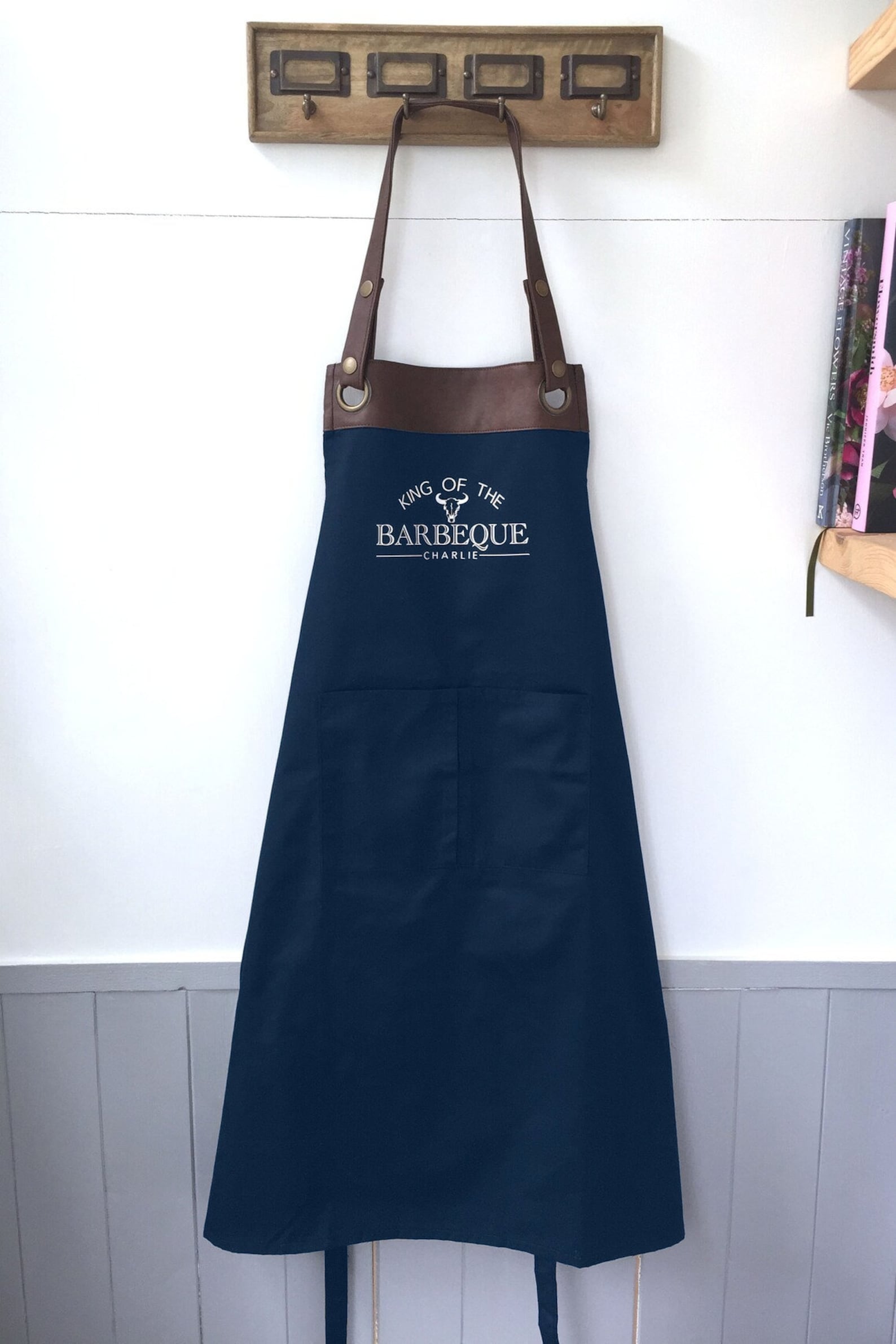 Premium Faux Leather Trim BBQ Apron With Pockets Personalised - Etsy UK