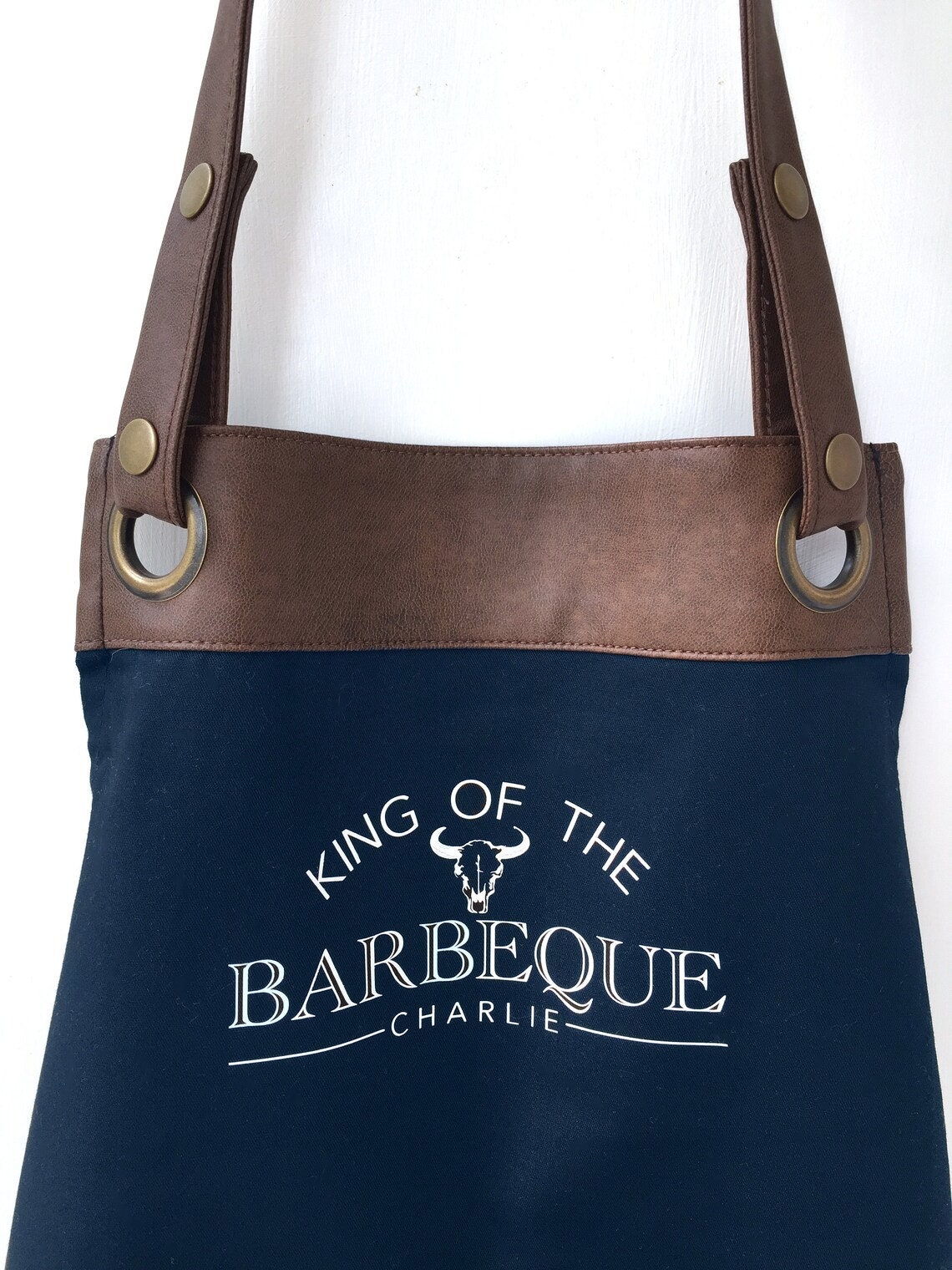 Premium Faux Leather Trim BBQ Apron With Pockets Personalised - Etsy UK