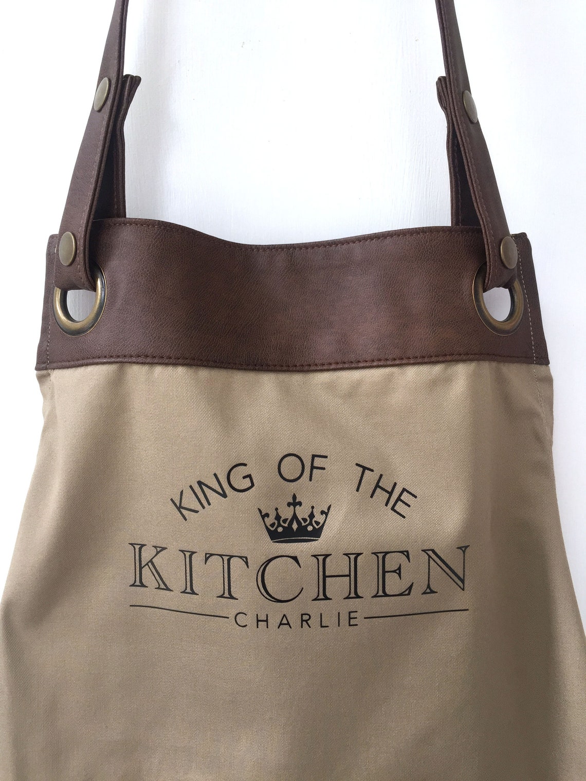 Premium Faux Leather Trim Kitchen Apron With - Etsy UK