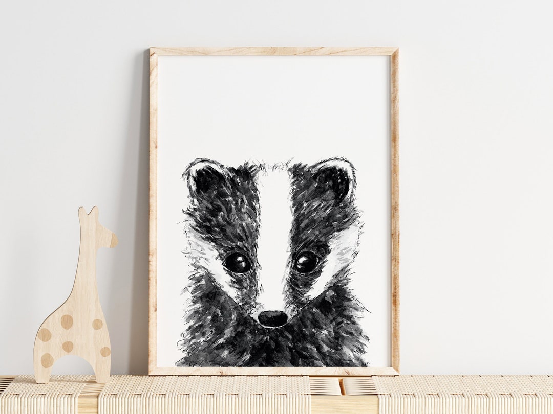 Badger Print, Nursery Wall Art, Badger Art, Baby Animals Nursery ...