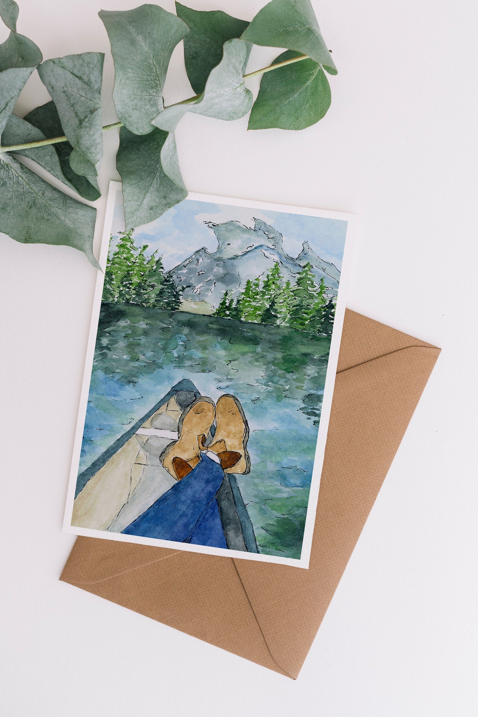Canoe Camping Watercolour Card, Blank Outdoors Greeting Card - Etsy