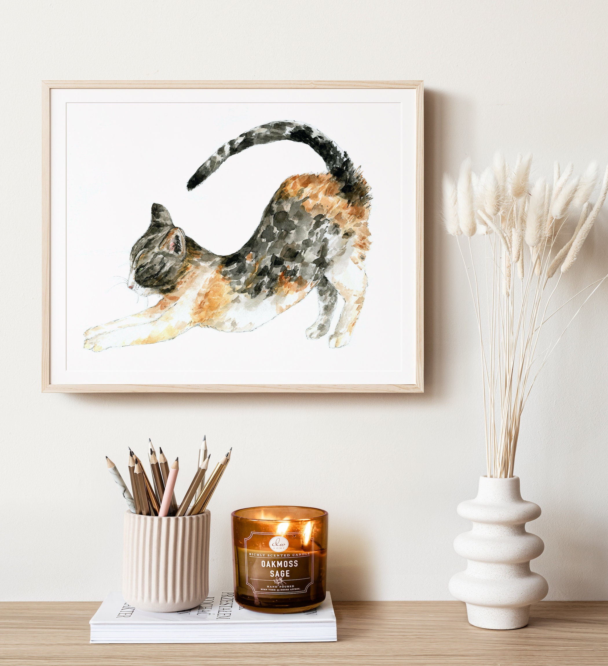 Cat Art Print Calico Cat Wall Decor Cat Wall Art Cat Lover - Etsy