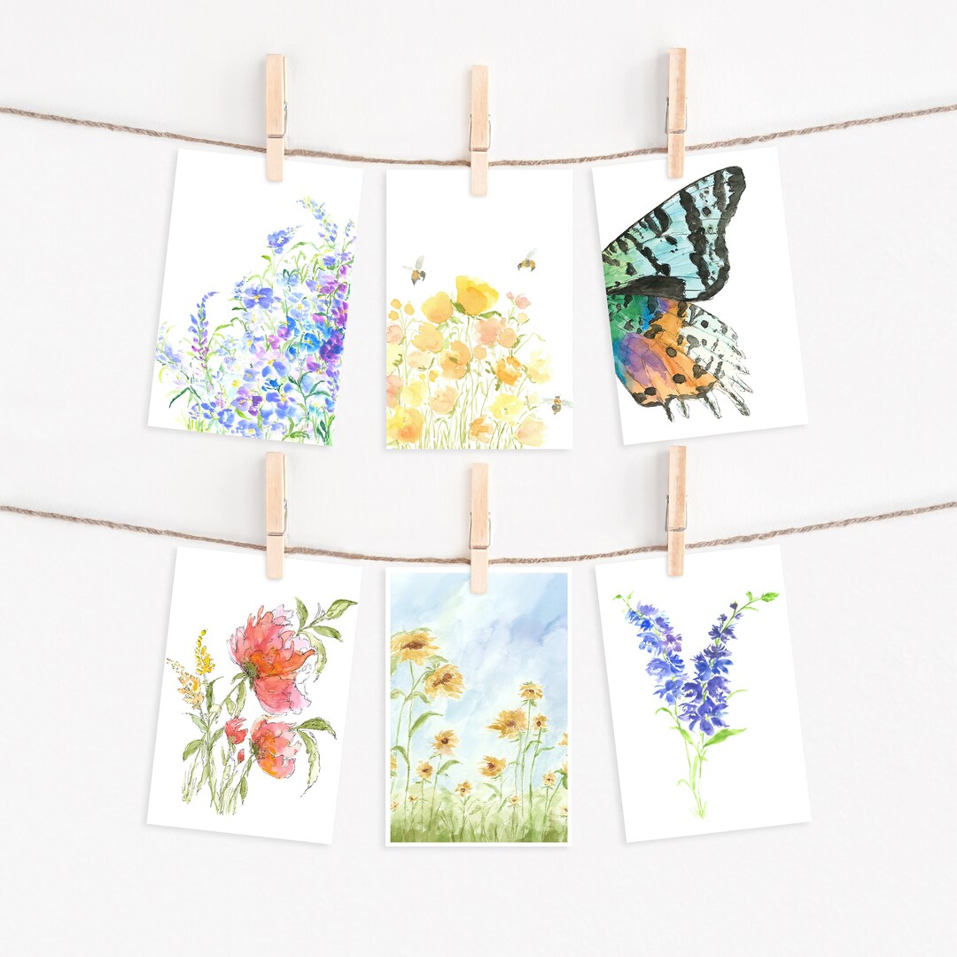 Wildflower Card Set II, Floral Card Set, Garden Cards, Watercolour ...
