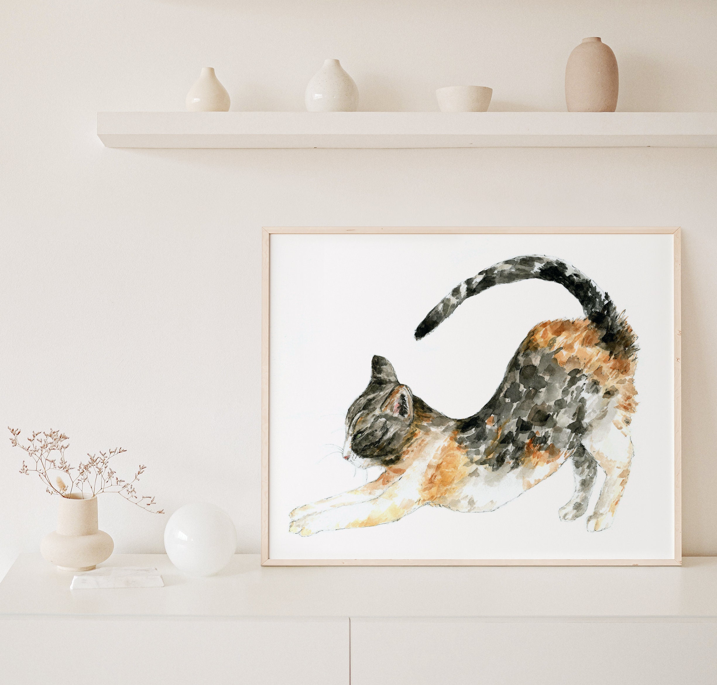 Cat Art Print Calico Cat Wall Decor Cat Wall Art Cat Lover - Etsy