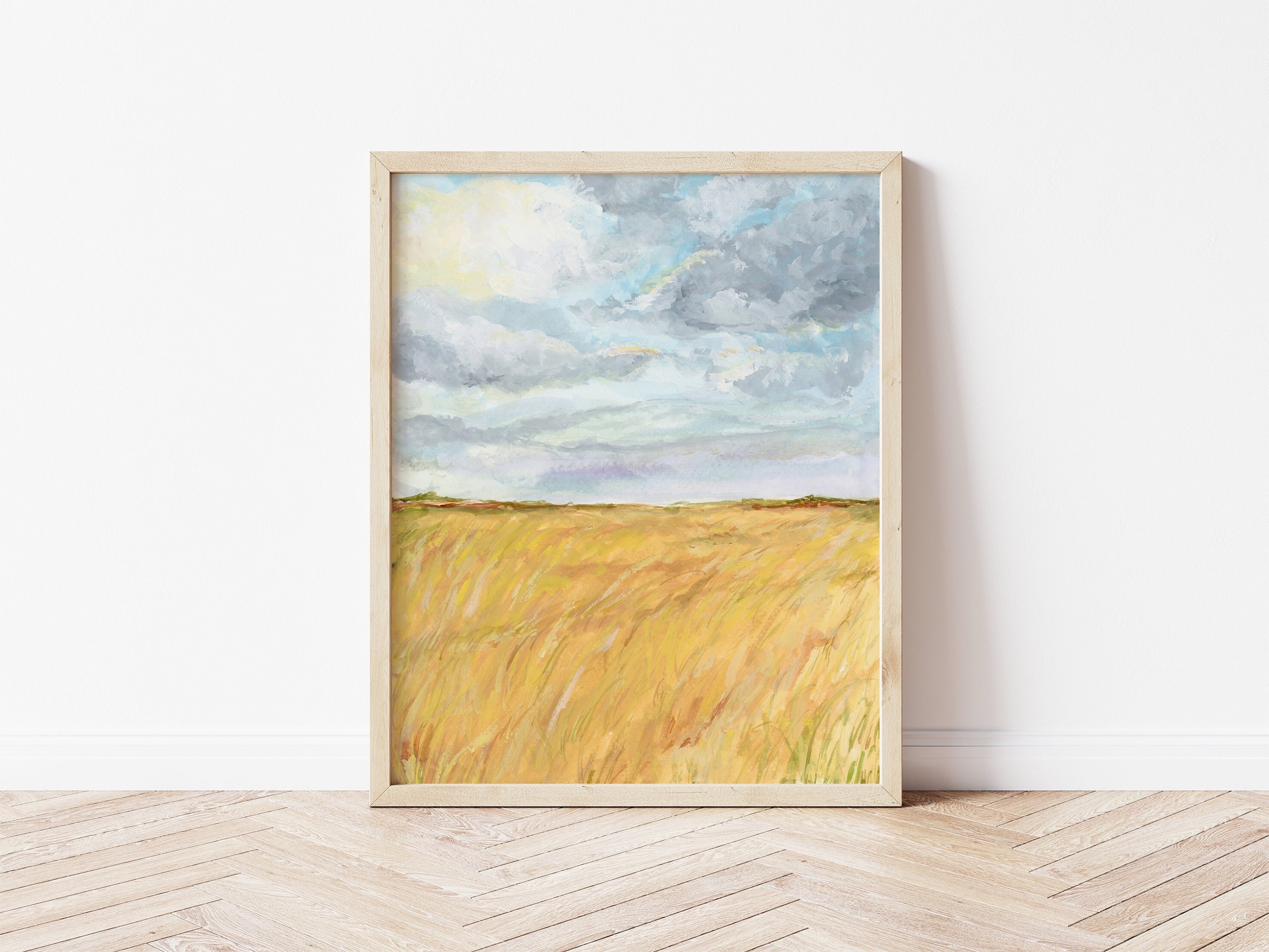 Prairie Landscape Art Print Wheat Painting Field Wheat - Etsy