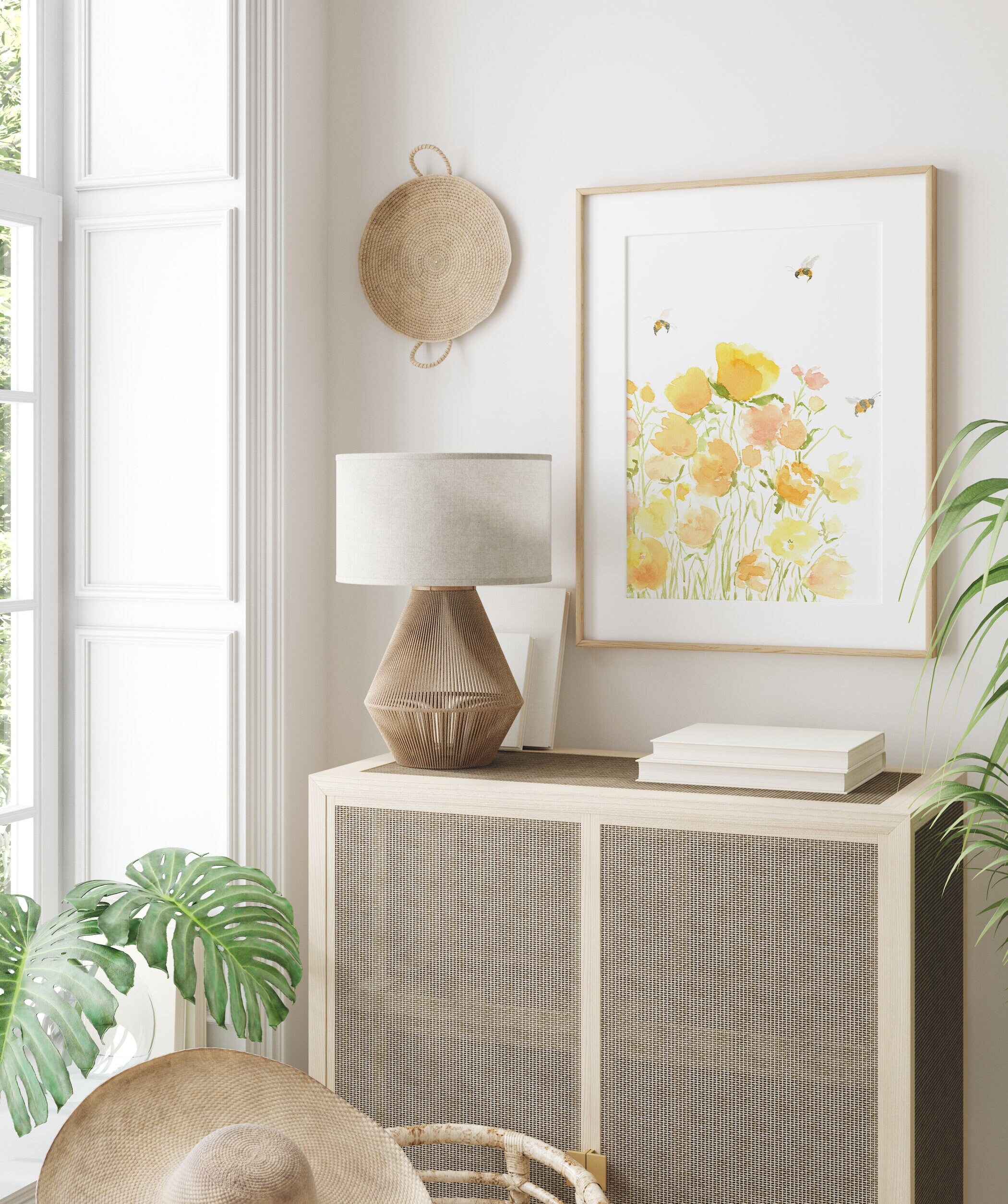 Wildflowers and Bees Art Print Bee Print Bumblebee Floral - Etsy