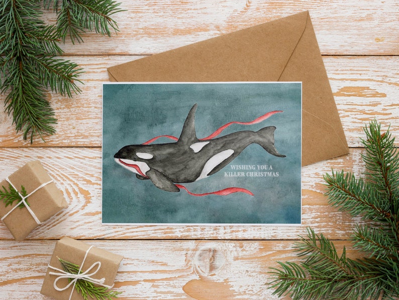 Orca Christmas Card, Killer Whale, Christmas Card, Christmas Card Set ...