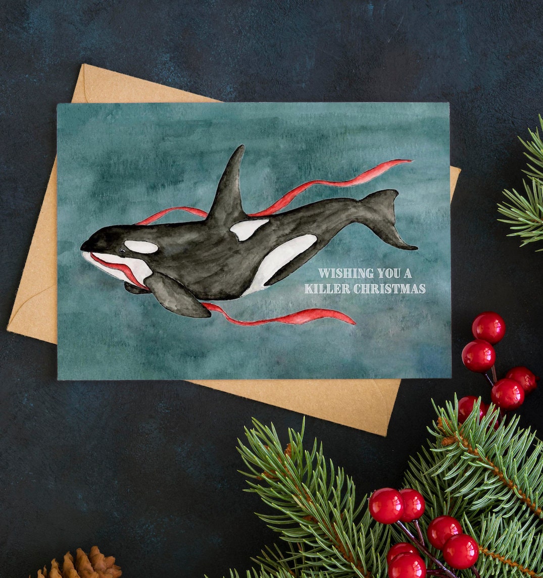 Orca Christmas Card, Killer Whale, Christmas Card, Christmas Card Set ...