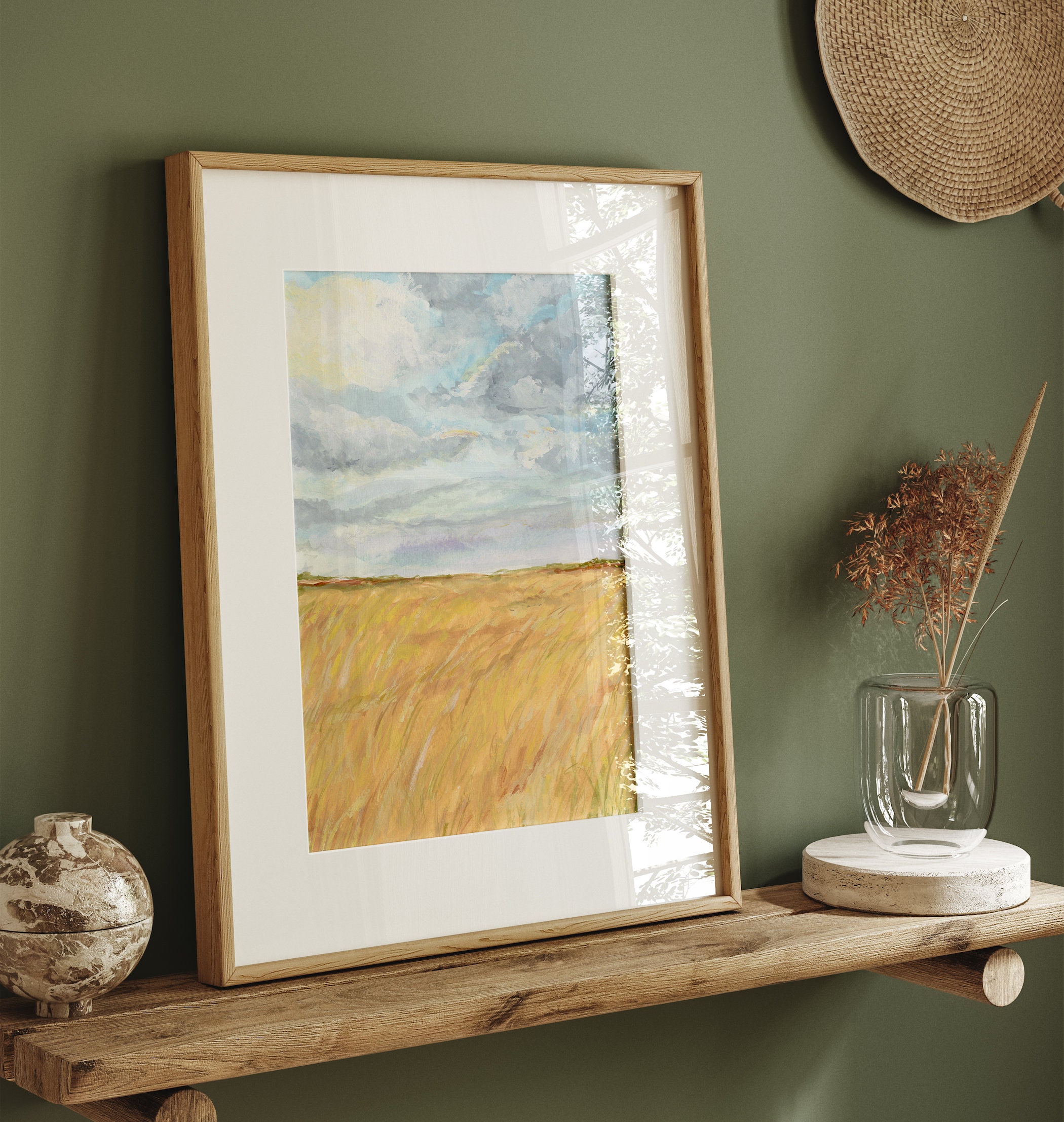 Prairie Landscape Art Print Wheat Painting Field Wheat - Etsy
