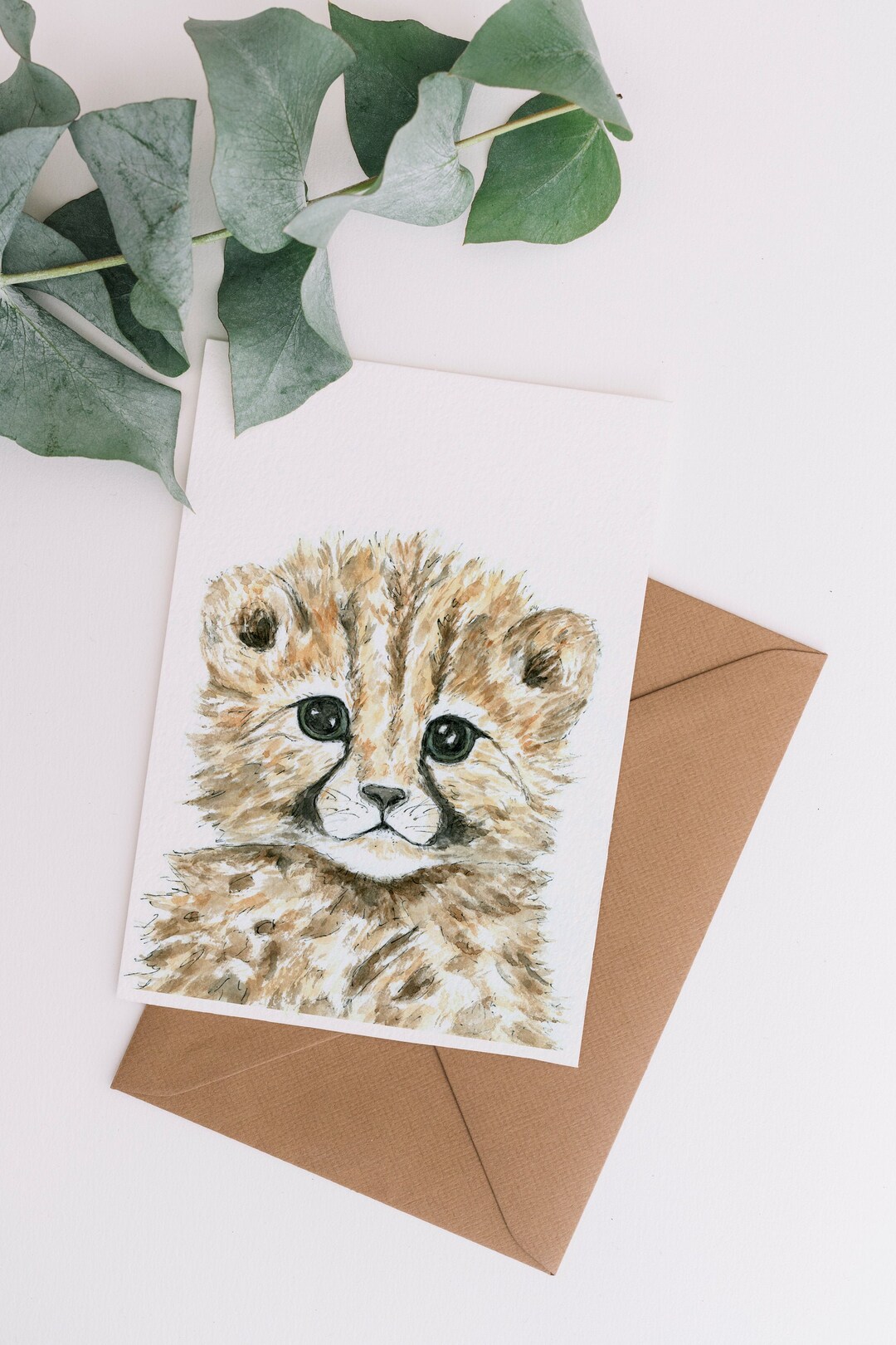 Cheetah Baby Card Safari Animal Baby Card Minimal Welcome Baby Card ...