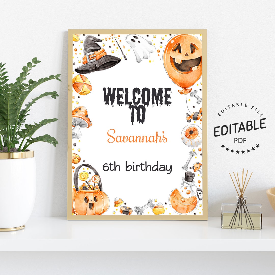 Halloween Birthday Halloween Party Halloween Welcome Sign - Etsy
