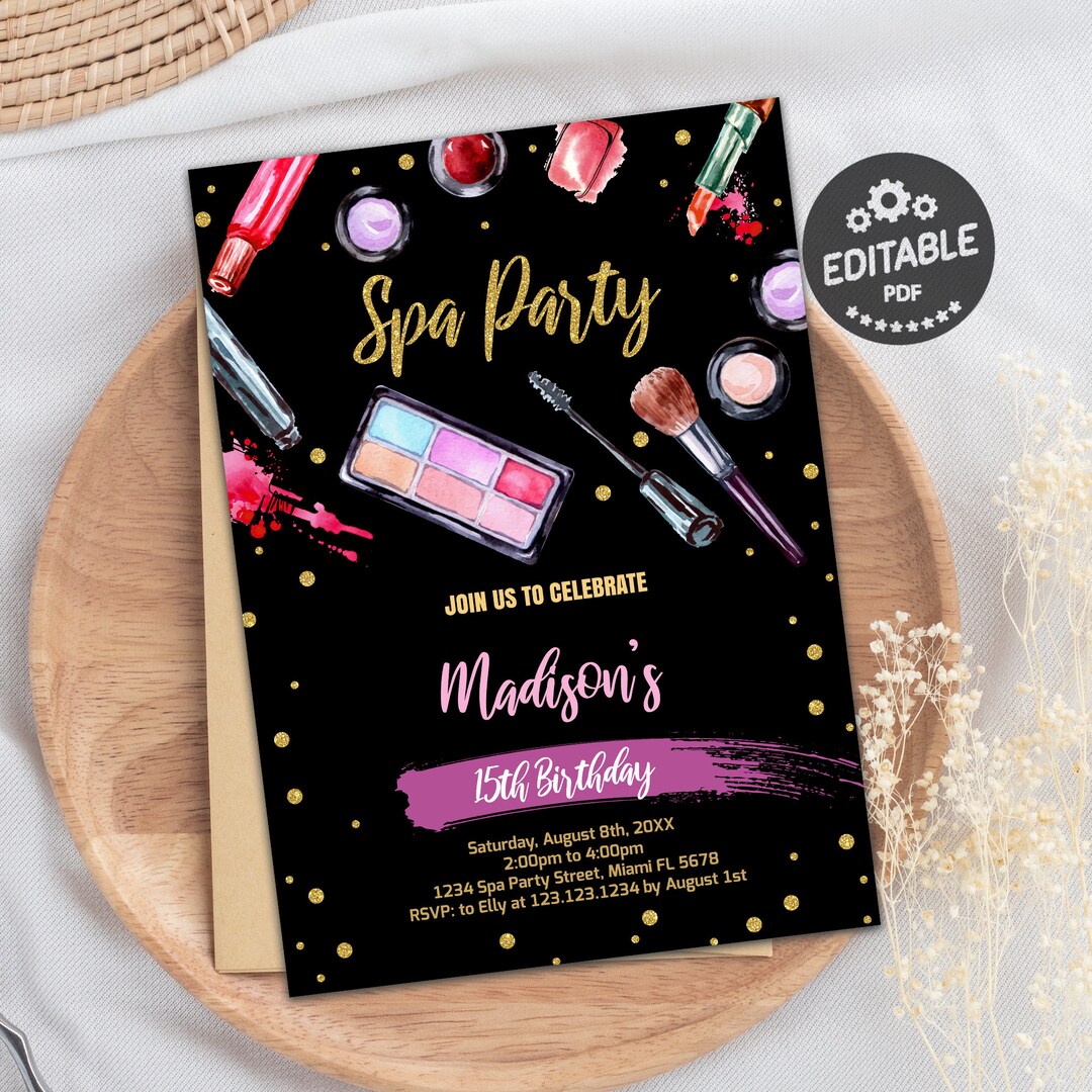 Pink Spa Party Birthday Invitation Spa Party Invitation - Etsy