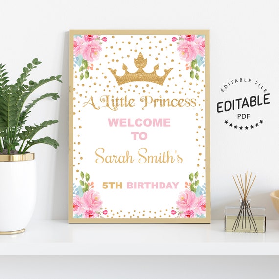 Princess Welcome Sign Princess Birthday Sign Printable - Etsy