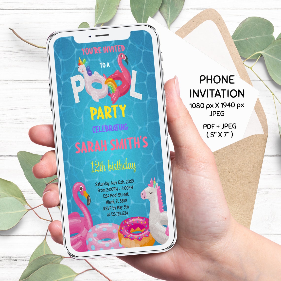 Pool Birthday Party Invitation Pool Birthday Invitation Pool - Etsy