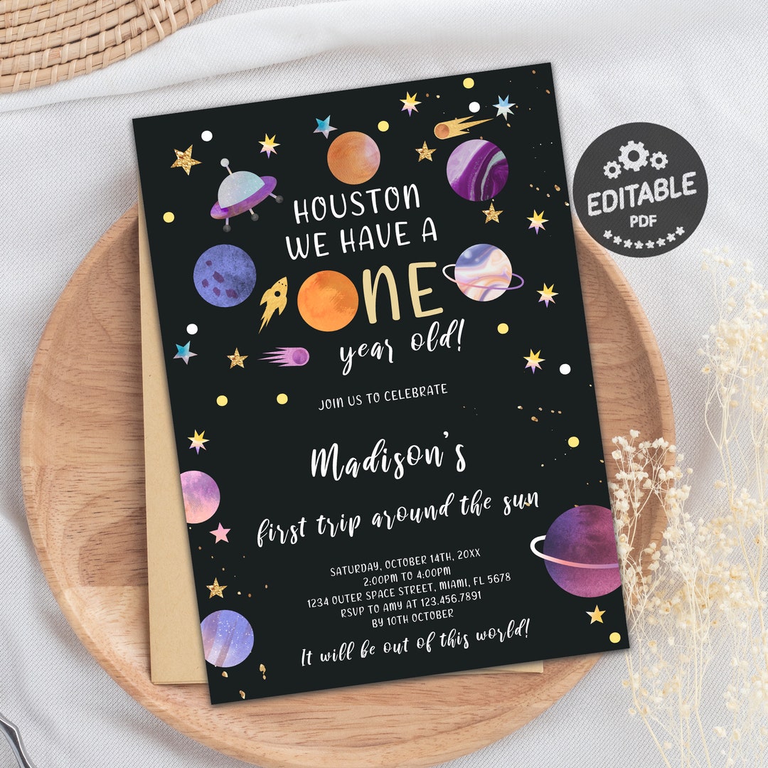 Outer Space Birthday Invitation Planets Invite Outer Space - Etsy