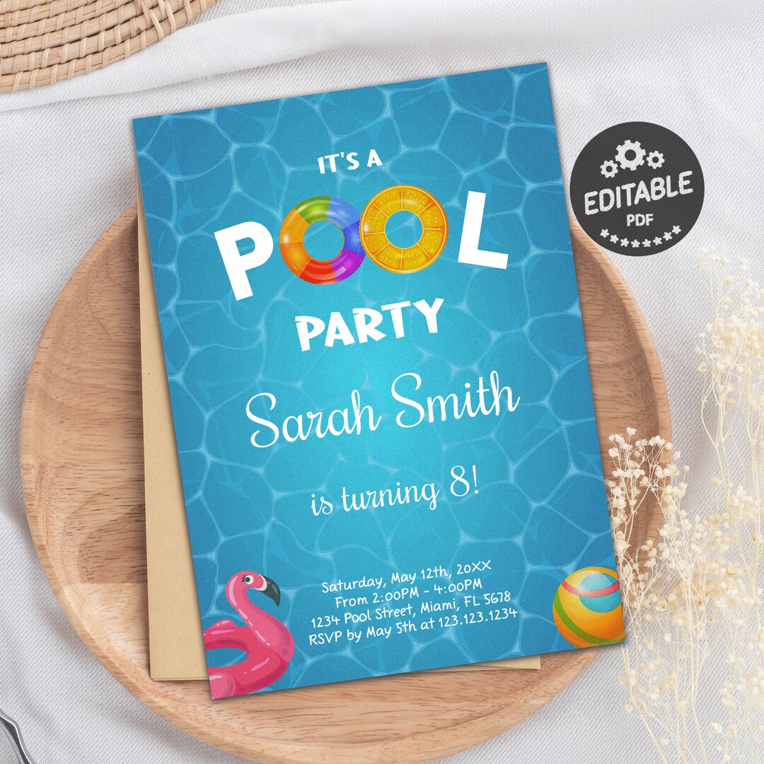 Pool Party Invitation Pool Birthday Invitation Pool Party - Etsy