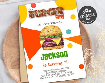 Editable BBQ Burger Party Invitation Grilling Party - Etsy