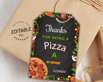 Pizza Party Favor Tags Printable Editable INSTANT DOWNLOAD - Etsy