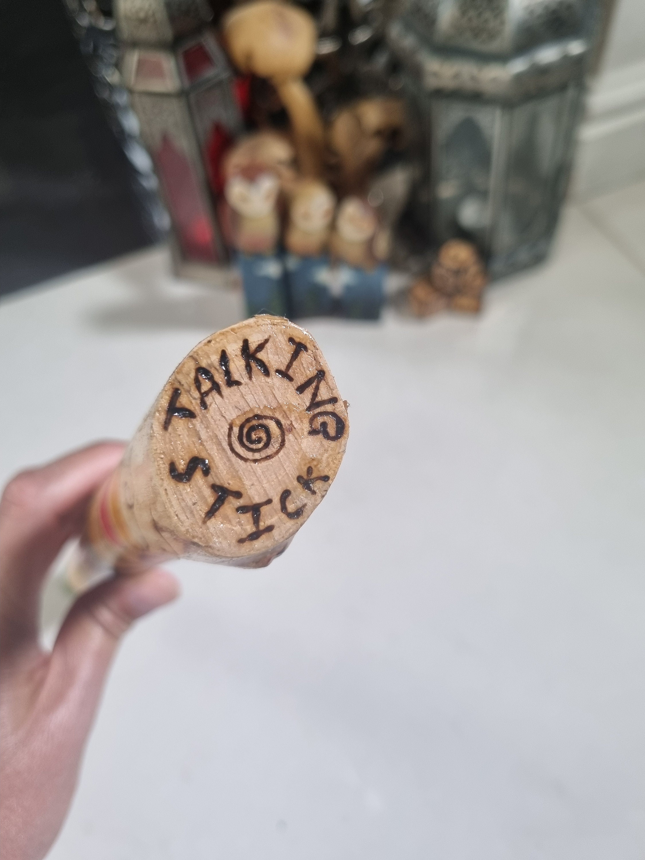 Tree Branch Hand Painted Talking Stick, Healing, Opening Up, Group or ...