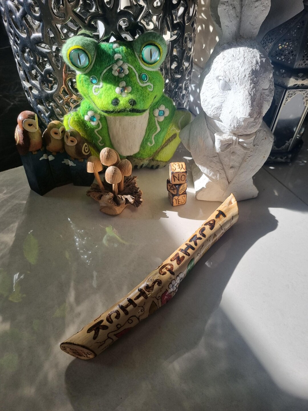 Yew Tree Hand Painted Talking Stick, Healing, Opening Up, Group or ...