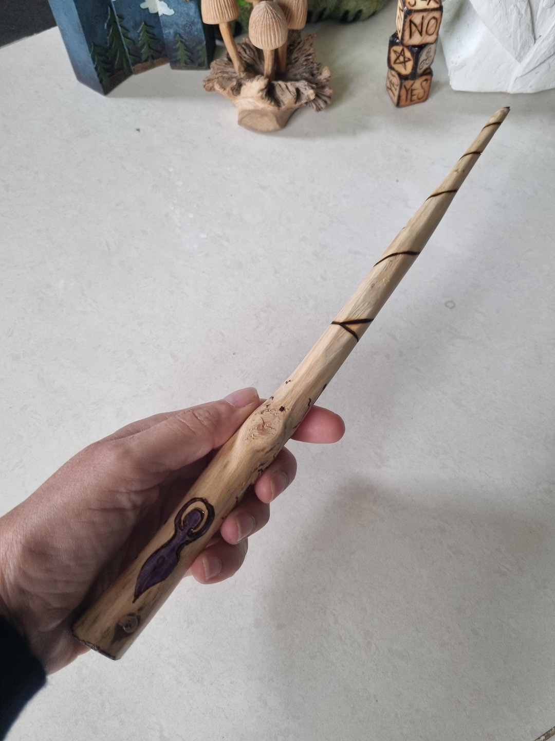 Magical Yew Tree Wood Wand Tree Ogham Wand Pagan, Wiccan Druid Ritual Wand Alter Magic Spell ...