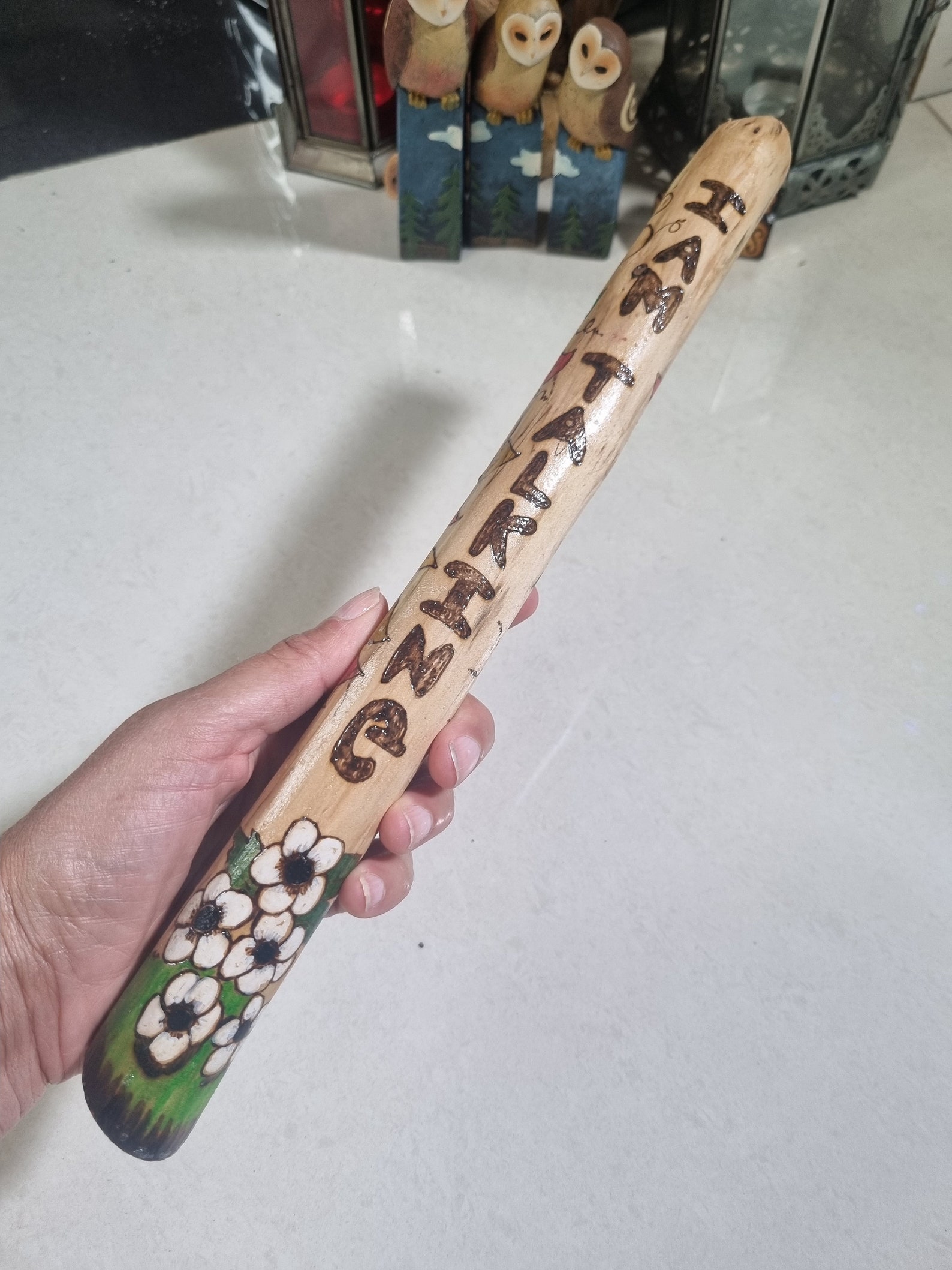 Tree Branch Hand Painted Talking Stick, Healing, Opening Up, Group or ...