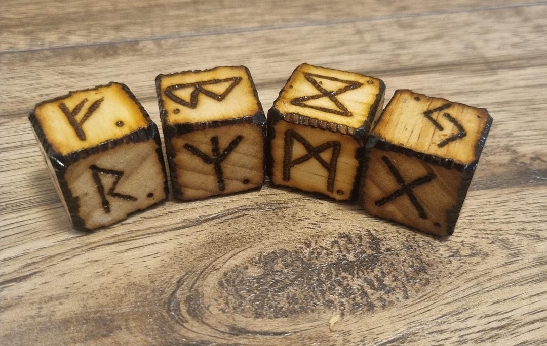 Elder Futhark Runes, Scrying Set, 4 Dice With All 24 Character Handmade ...