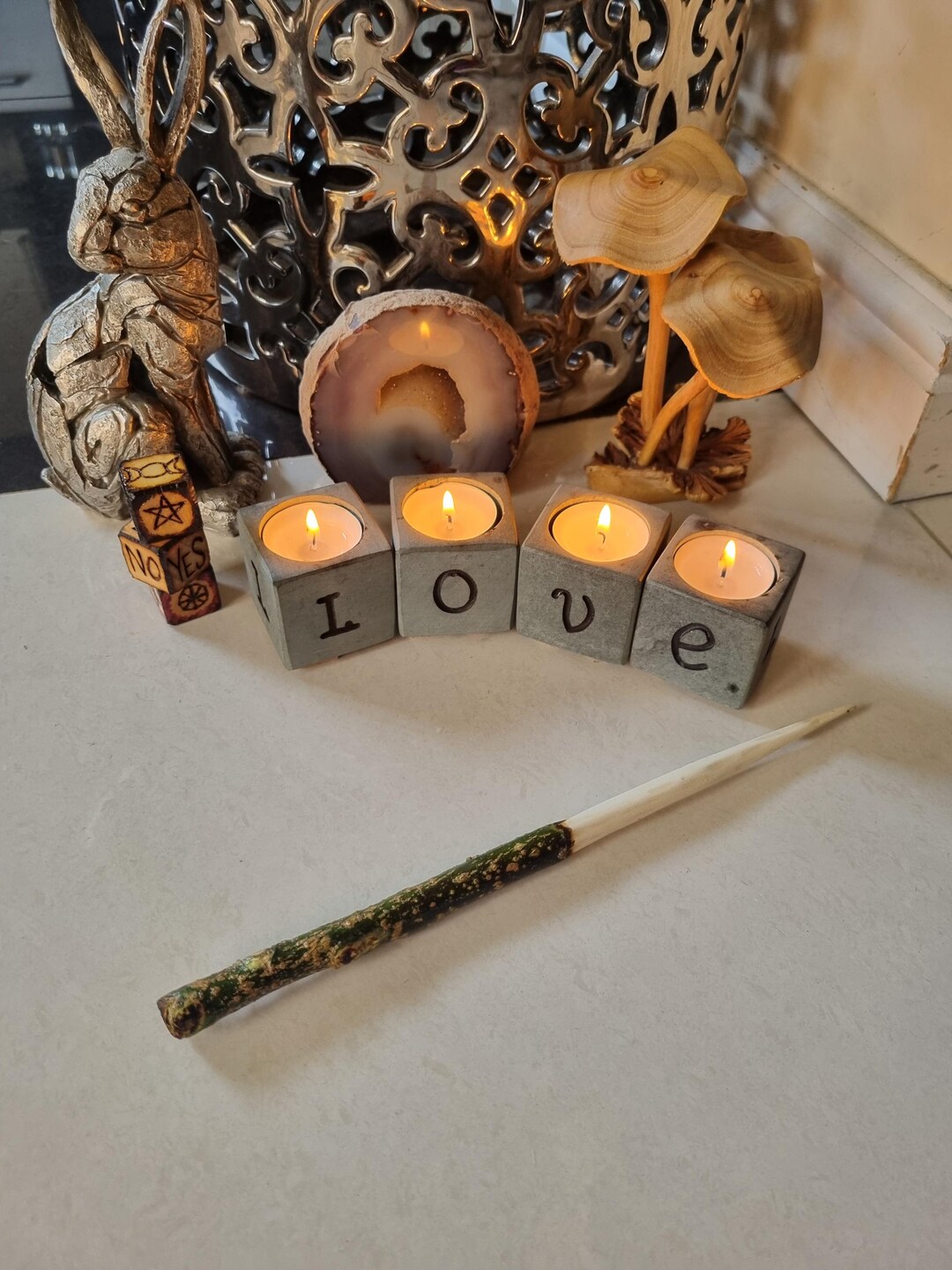 Magical Holly Wood Wand, Tree Ogham Wand Pagan, Druid Ritual Wand Alter ...