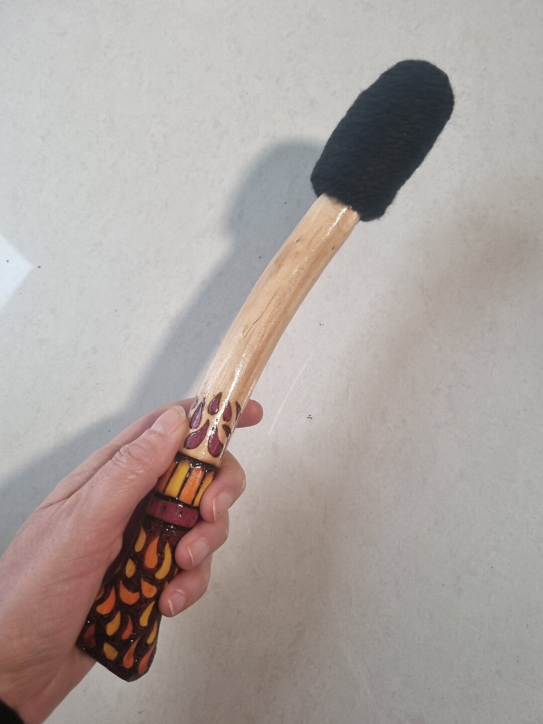 Beater Drumstick Handmade Drumbeater for Shamanic Drum, Wool Head ...