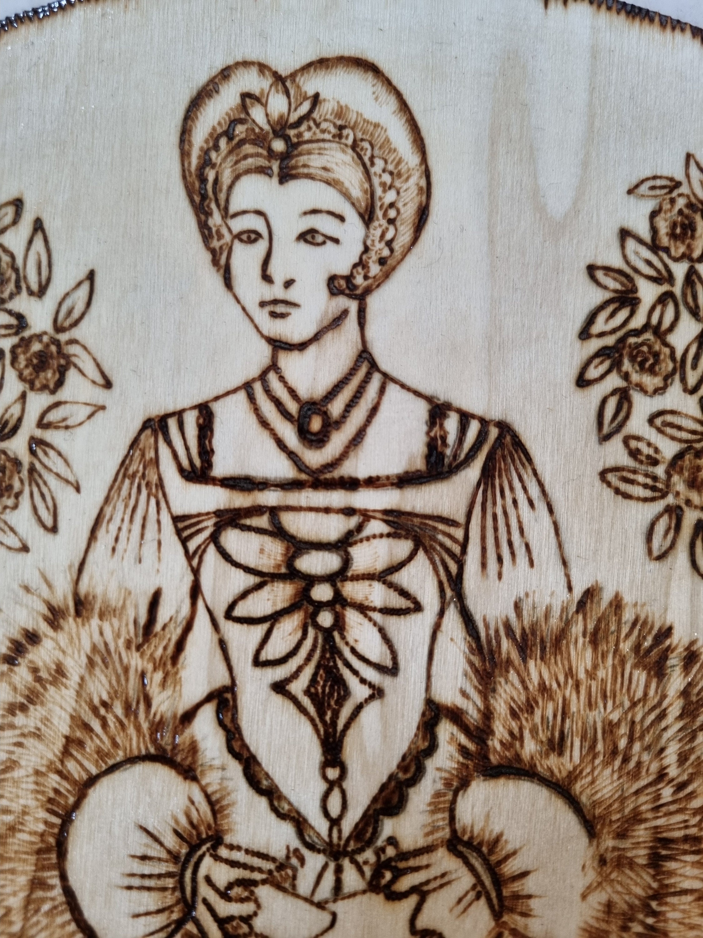 Beautiful Classical Lady Woman, Pyrography Original Art, Hand Painted ...