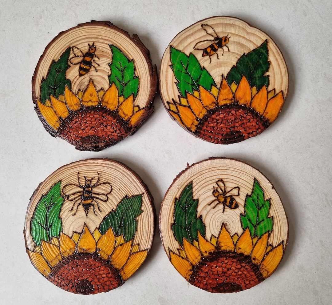 Quirky Cafe Restaurant Matching Sunflower & Bee Cupmats Cup Holder ...