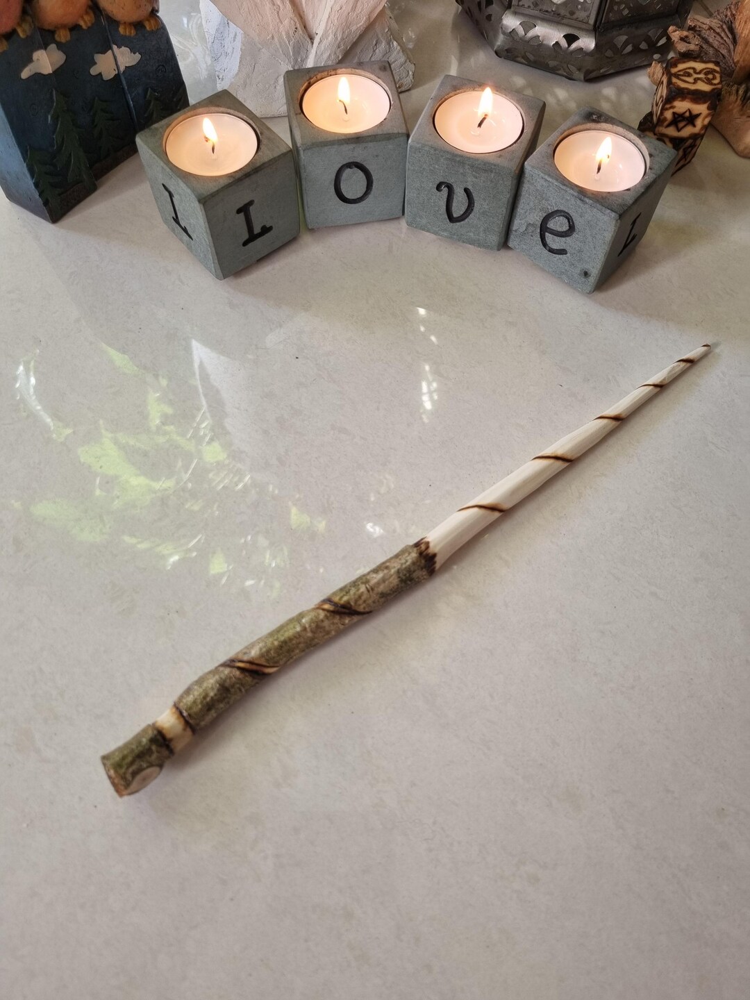 Magical Holly Wood Wand Tree Ogham Wand Pagan, Wiccan Druid Ritual Wand ...