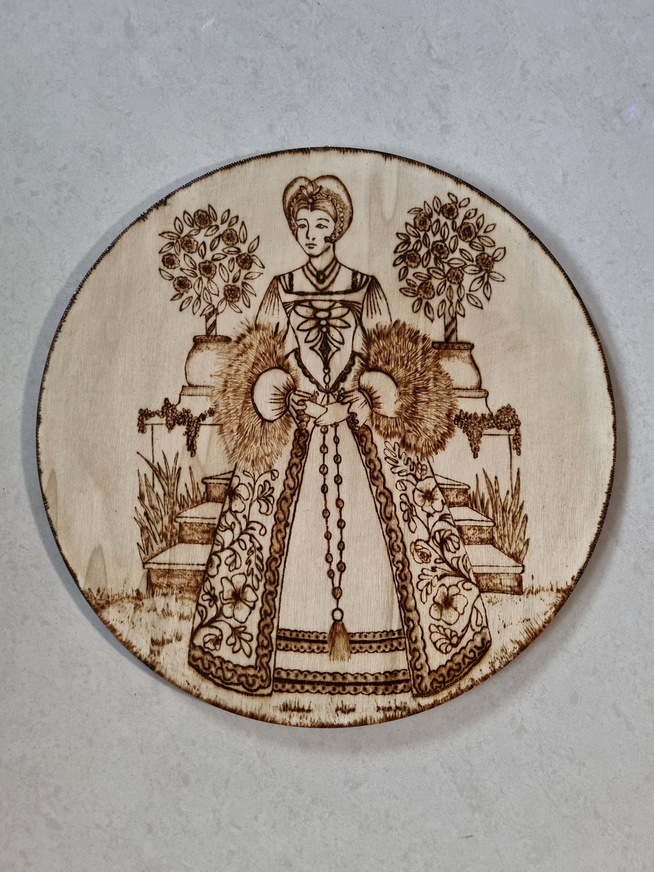 Beautiful Classical Lady Woman, Pyrography Original Art, Hand Painted ...