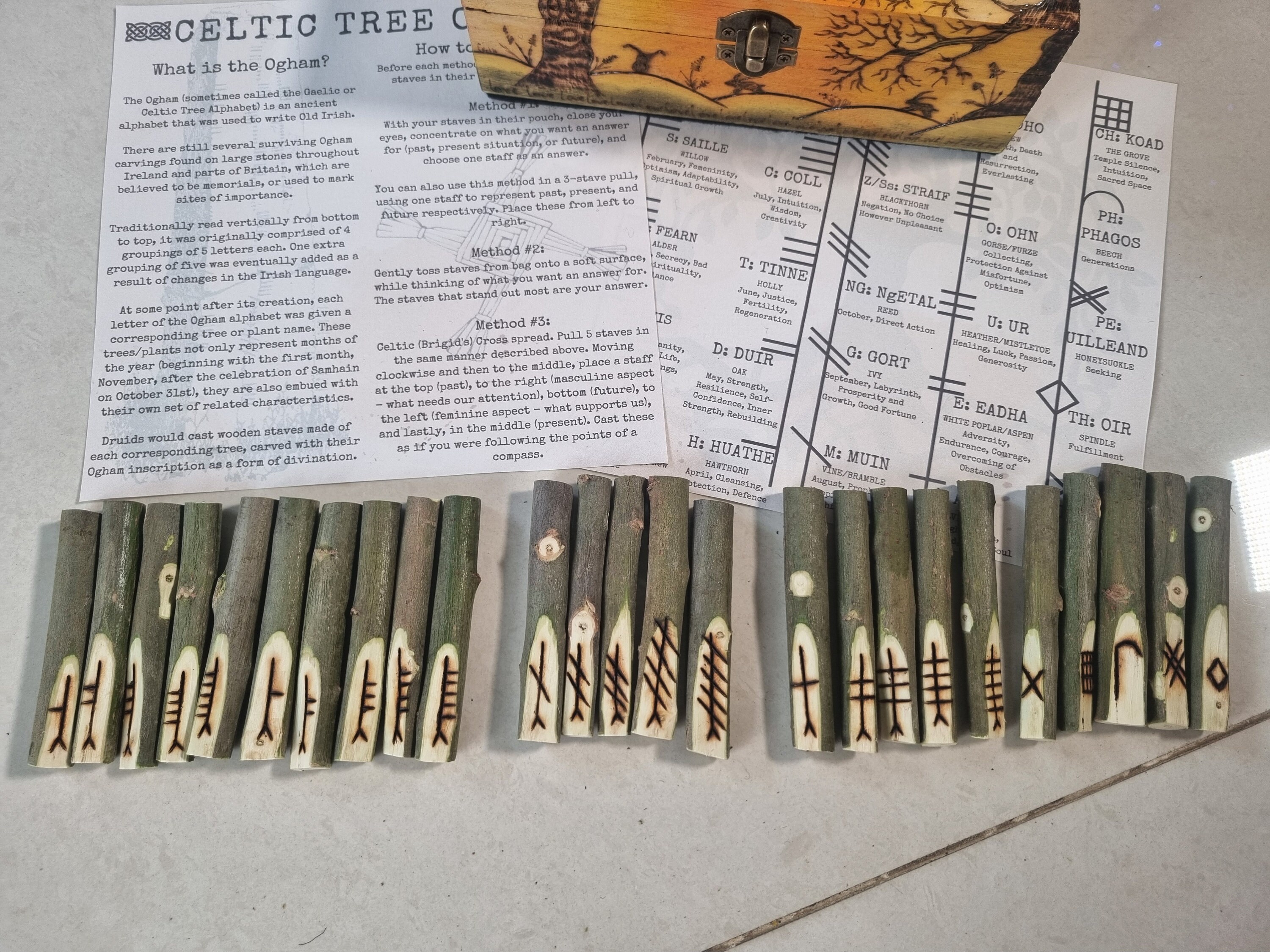 Stunning Box of Ogham Staves Full Set Plus 5 More Sticks in Willow ...