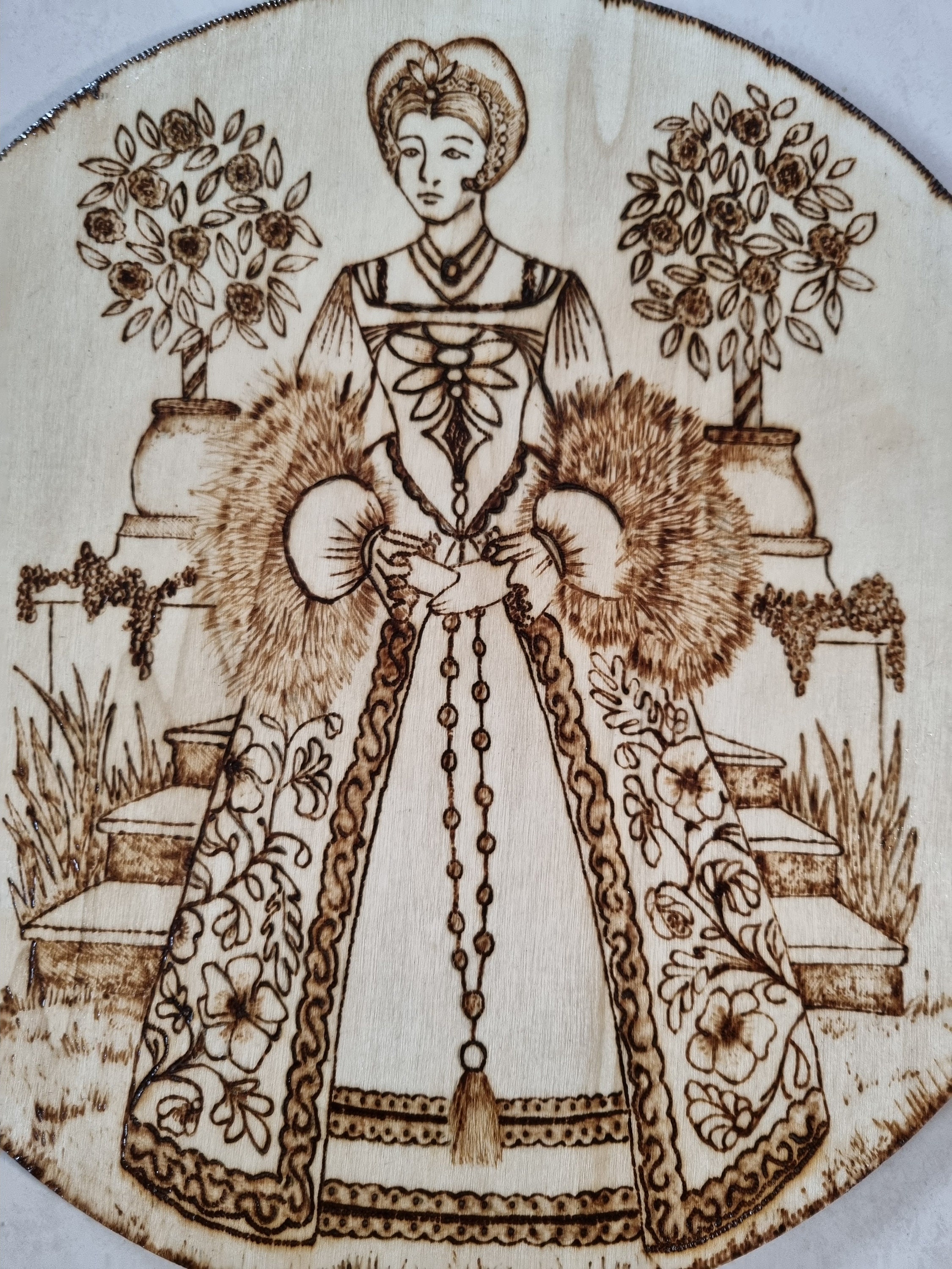 Beautiful Classical Lady Woman, Pyrography Original Art, Hand Painted ...