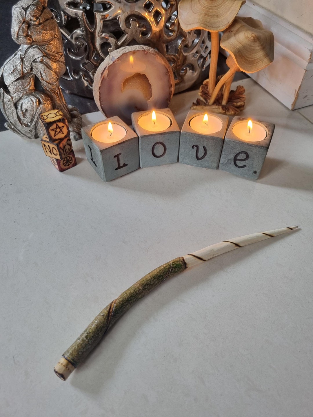 Magical Holly Wood Wand Tree Ogham Wand Pagan, Druid Ritual Wand Alter ...