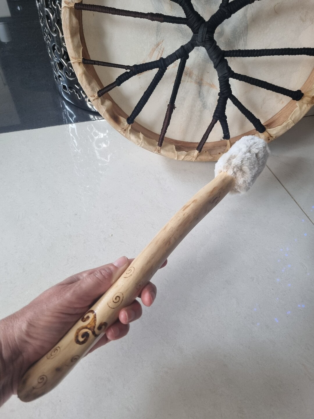 Beech Tree Branch Shaman Drumstick Hand Crafted Drumbeater Shamanic ...