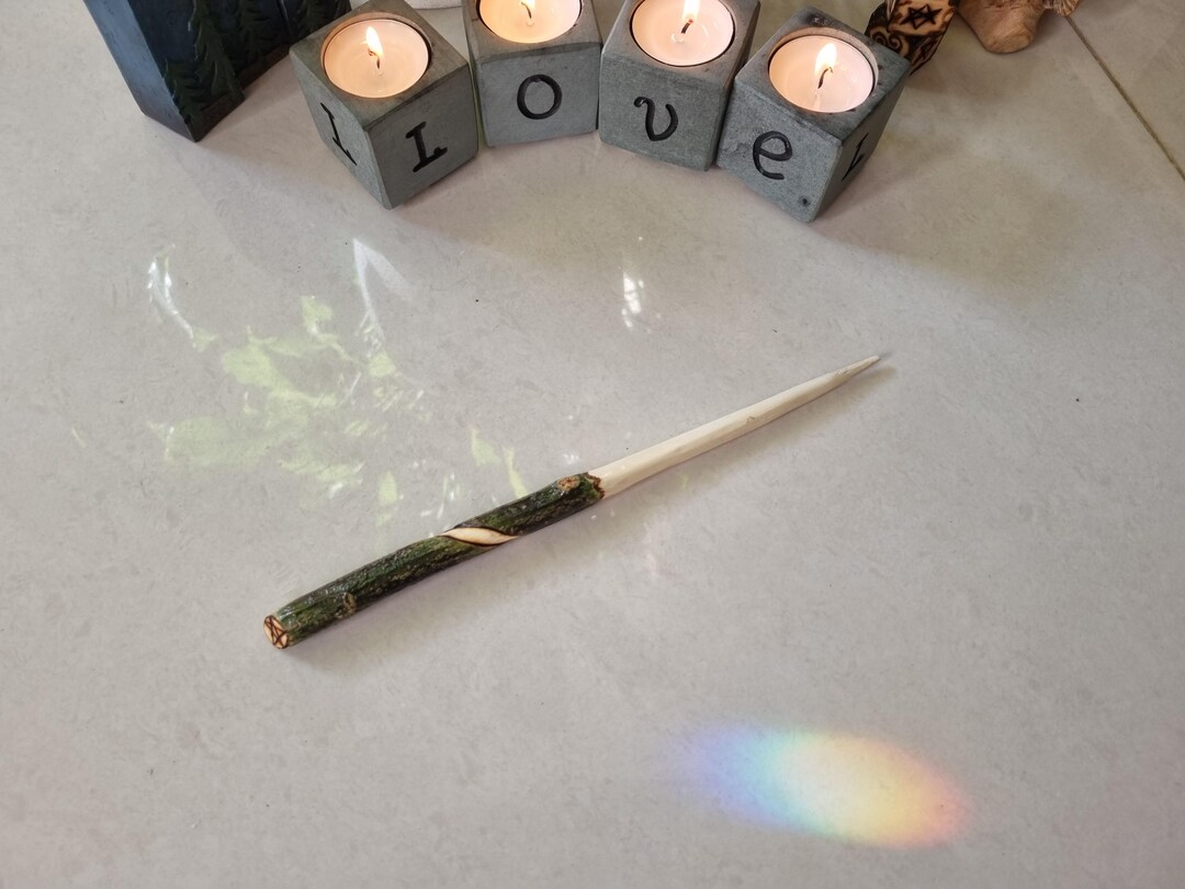 Magical Holly Wood Wand Tree Ogham Wand Pagan, Wiccan Druid Ritual Wand ...