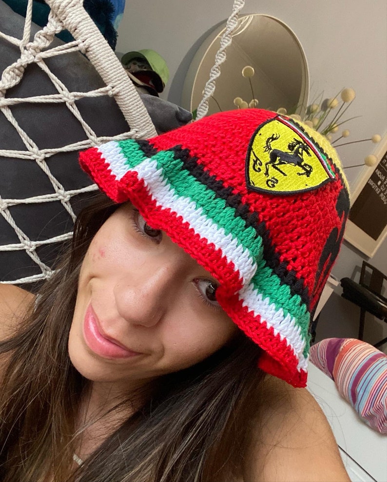 Ferrari-f1 Crochet Bucket Hat - Etsy