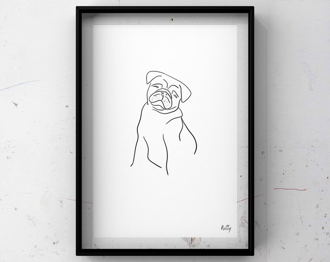 CUSTOM DOG & PET Portrait Fine Line Dog Custom Pet - Etsy